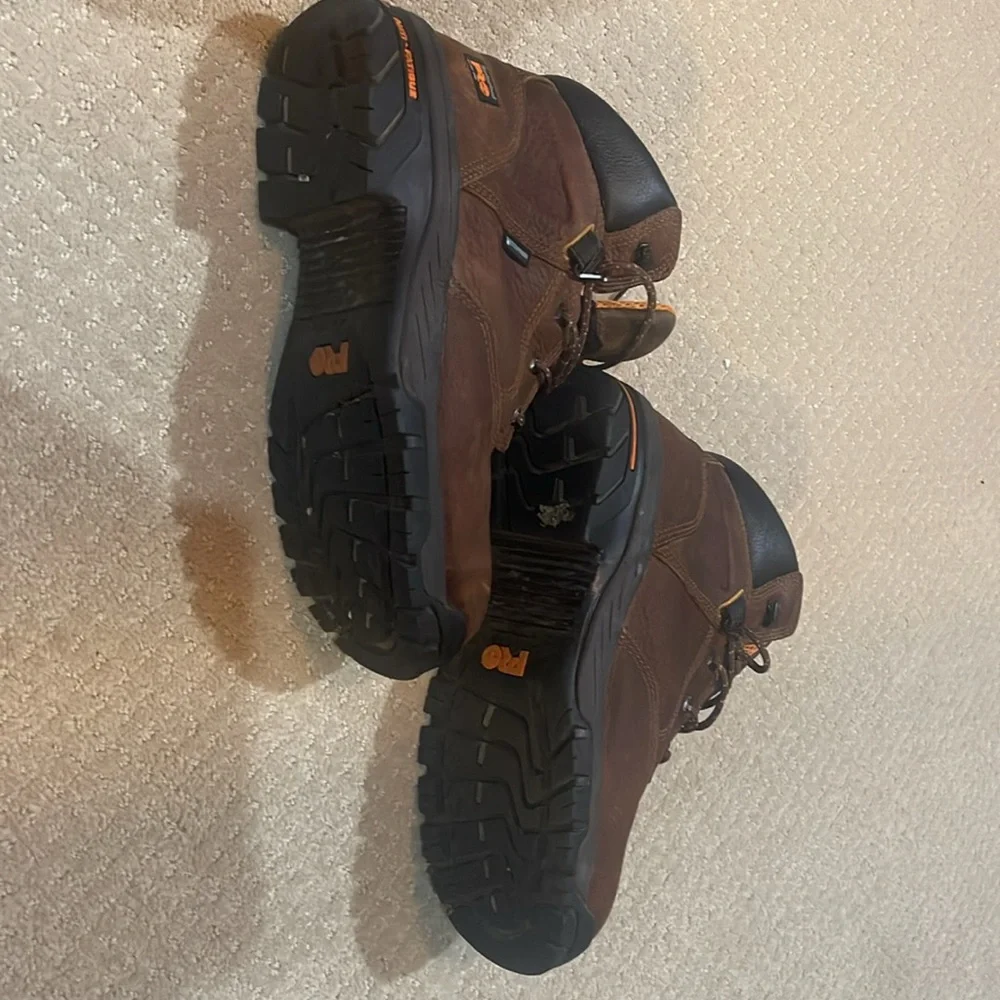 Timberland | Shoes | Timberland Dark Brown Leather Boots With Orange ...